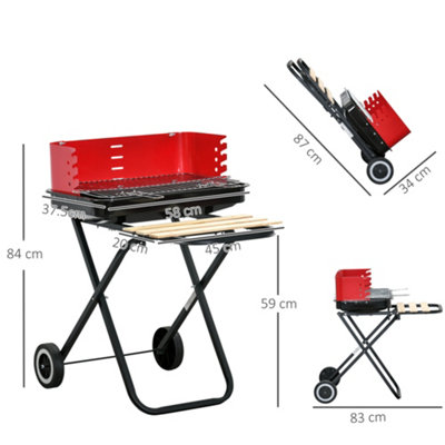 Outsunny Foldable Charcoal Trolley Barbecue BBQ Grill Cooker Smoker W ...