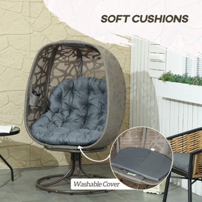 Outsunny Foldable Egg Chair with Cushions, Indoor Outdoor Swivel ...