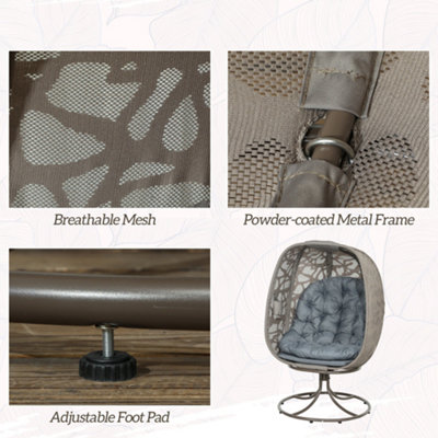 Outsunny Foldable Egg Chair with Cushions, Indoor Outdoor Swivel ...