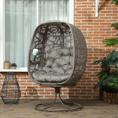 Outsunny Foldable Egg Chair with Cushions, Indoor Outdoor Swivel ...