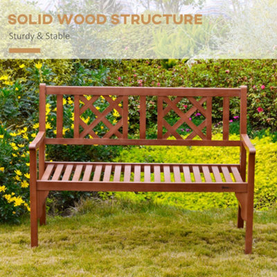 Outsunny Foldable Garden Bench, 2-Seater Patio Wooden Bench w/ Backrest ...