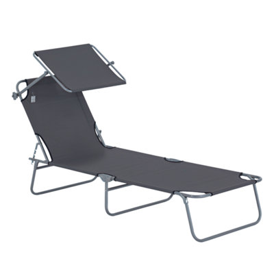 Outsunny Folding Chair Sun Lounger Recliner Seat Sunshade Garden ...