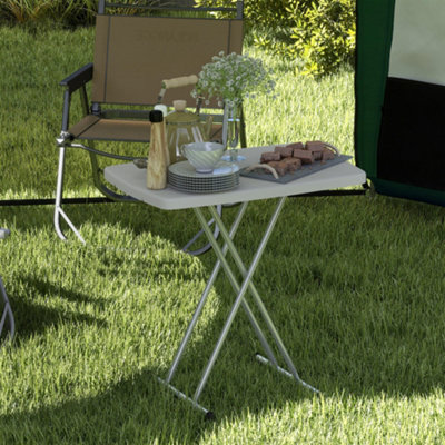 Outsunny Folding Coffee Table, Height Adjustable Picnic Table, White