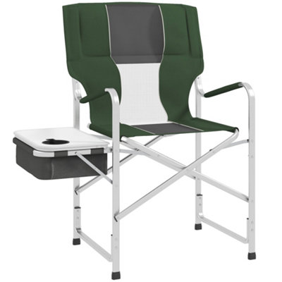 Outsunny Folding Directors Chair Aluminium Camping Chair with Cooler ...