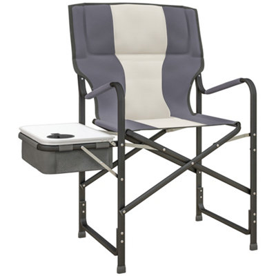 Outsunny Folding Directors Chair Aluminium Camping Chair with Cooler ...