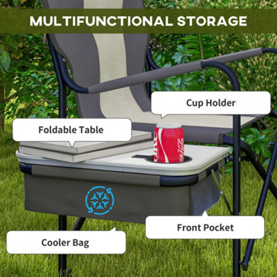 Outsunny Folding Directors Chair Aluminium Camping Chair with Cooler ...