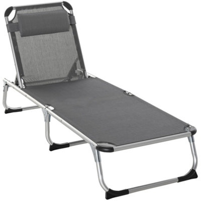 Outsunny Folding Outdoor Reclining Sun Lounger Chair Aluminium Frame ...