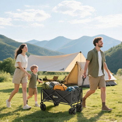 Outsunny Folding Outdoor Storage Trolley Cart Bag Telescopic Handle ...