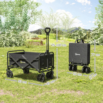 Outsunny Folding Outdoor Storage Trolley Cart Bag Telescopic Handle ...