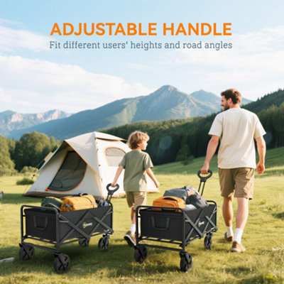 Outsunny Folding Outdoor Storage Trolley Cart Bag Telescopic Handle ...