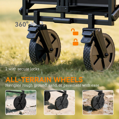 Outsunny Folding Outdoor Storage Trolley Cart Bag Telescopic Handle ...