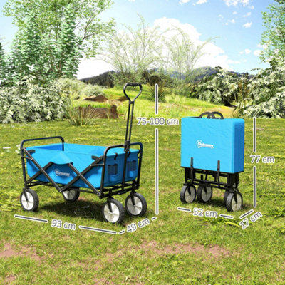 Outsunny Folding Outdoor Storage Trolley Cart Bag Telescopic Handle ...