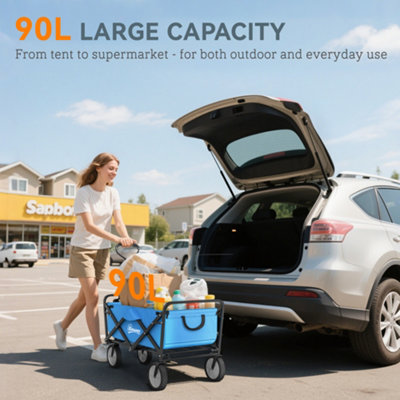 Outsunny Folding Outdoor Storage Trolley Cart Bag Telescopic Handle ...