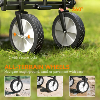 Outsunny Folding Outdoor Storage Trolley Cart Bag Telescopic Handle ...