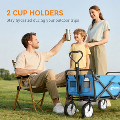 Outsunny Folding Outdoor Storage Trolley Cart Bag Telescopic Handle ...