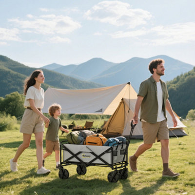 Outsunny Folding Outdoor Storage Trolley Cart Bag Telescopic Handle ...