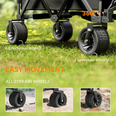 Outsunny Folding Wagon Garten Cart Collapsible Camping Trolley on ...