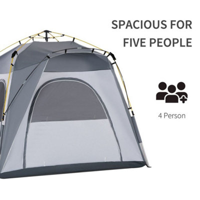 Outsunny Four Man Pop Up Tent Automatic Camping Backpacking Dome ...