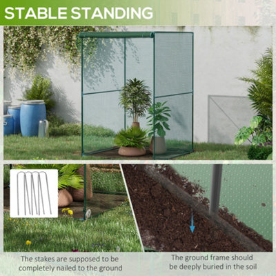 Outsunny Fruit Cage, Plant Protection Tent, 1.2 x 1.2 x 1.8m, Dark Green