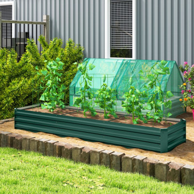 Outsunny Galvanised Raised Bed for Garden, Outdoor Elevated Planter Box ...