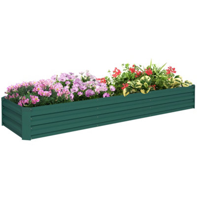 Outsunny Galvanised Raised Bed for Garden, Outdoor Elevated Planter Box ...