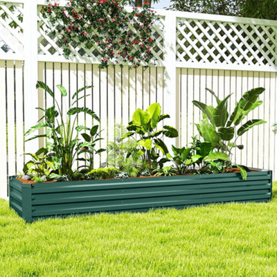 Outsunny Galvanised Raised Bed for Garden, Outdoor Elevated Planter Box ...