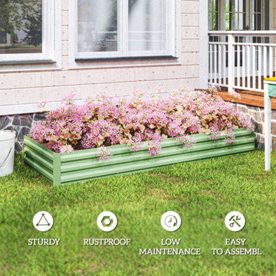 Outsunny Galvanised Raised Garden Bed Metal Planter Box, Light Green