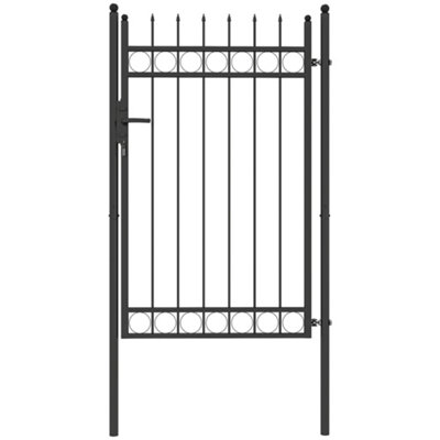 Outsunny Galvanised Steel Garden Fence Gate Security Barrier with Lock ...