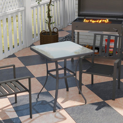 Outsunny Garden Bar Table Bistro Square Glass Dining Kitchen Breakfast ...