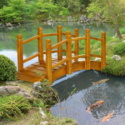 Buy Outsunny Garden Bridge with Safety Railings for Pond Creek Stream ...