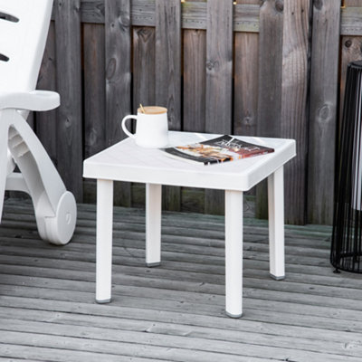 Outsunny Garden End Table Outdoor Square Accent Coffee Table for Drink ...