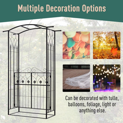 Outsunny Garden Entrance Arch Bench Outdoor Patio Rose Trellis Climbing ...