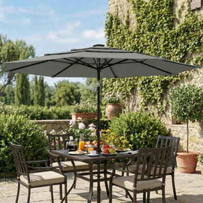 Outsunny Garden Parasol, Outdoor Umbrella with Tilt Function, Grey