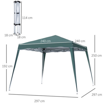 Outsunny Garden Pop up Gazebo Tent Party Water-resistant 2.5 x 2.5M Green