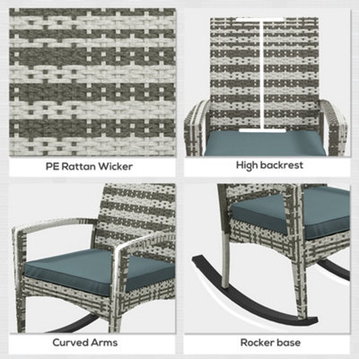 Outsunny Garden Rattan Rocking Chair, Bistro Recliner Rocker Furniture ...