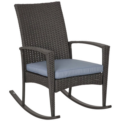 Outsunny Garden Rattan Rocking Chair, Bistro Recliner Rocker Furniture ...