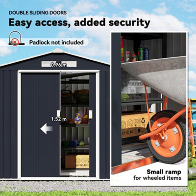 Outsunny Garden Shed Storage Unit Locking Door Floor Foundation Vent ...