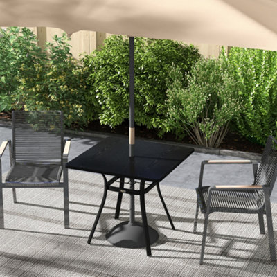 Outsunny Garden Table with Metal Tabletop, Steel Frame for Balcony ...