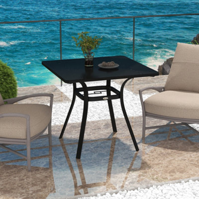 Outsunny Garden Table with Metal Tabletop, Steel Frame for Balcony ...