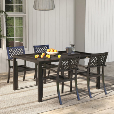 Outsunny Garden Table with Metal Wire Top and Steel Frame, for Patio ...
