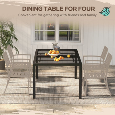 Outsunny Garden Table with Metal Wire Top and Steel Frame, for Patio ...