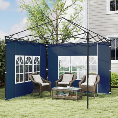 Outsunny Gazebo Side Panels for 3x3(m) or 3x6m Gazebo Canopy, 2 Pack, Blue