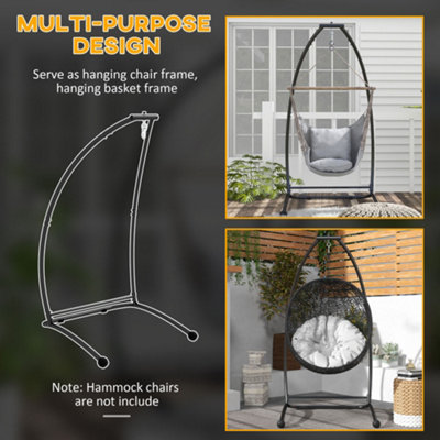Outsunny Hammock Chair Stand with Metal Frame C Shape Hammock Stand ...