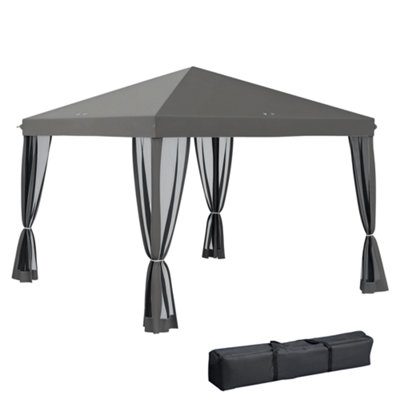 Outsunny Heavy Duty Pop Up Gazebo with Removable Mesh Sidewall Grey