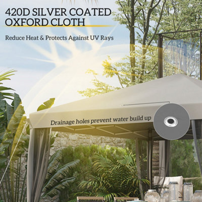 Outsunny Heavy Duty Pop Up Gazebo with Removable Mesh Sidewall Grey