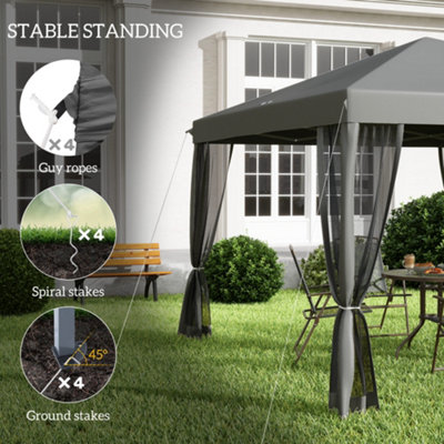 Outsunny Heavy Duty Pop Up Gazebo with Removable Mesh Sidewall Grey