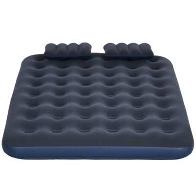 Outsunny Inflatable Mattress with 2 Pillows and Pump, Blue, 191 x 137 x ...
