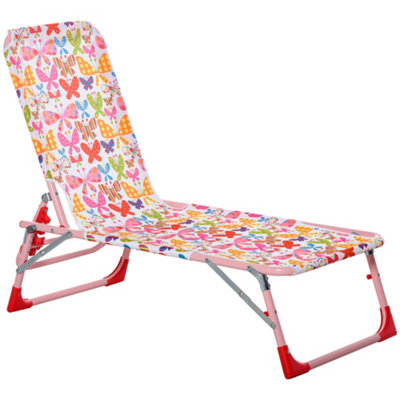 Outsunny Kids Garden Chairs Lounge Chair Sun Lounger Pink