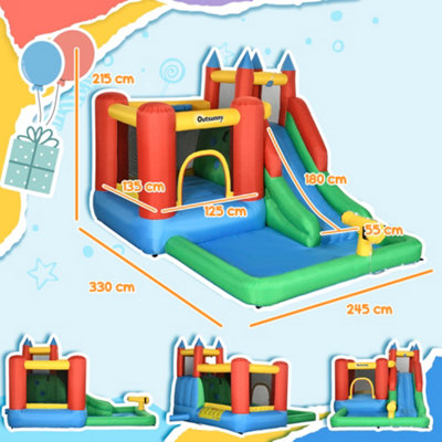 Outsunny Kids Inflatable Bouncy Castle Water Slide 6 in 1 Bounce House ...