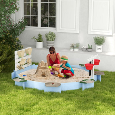 Outsunny Kids Sandbox Outdoor Playset for 3-7 Years Old, Blue | DIY at B&Q